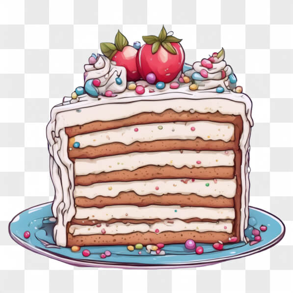 Download Layered Cake with Strawberries and Sprinkles Cartoons Online ...