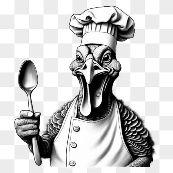 Descarga Chef Pavo Sosteniendo una Cuchara Bocetos En Línea - Creative ...
