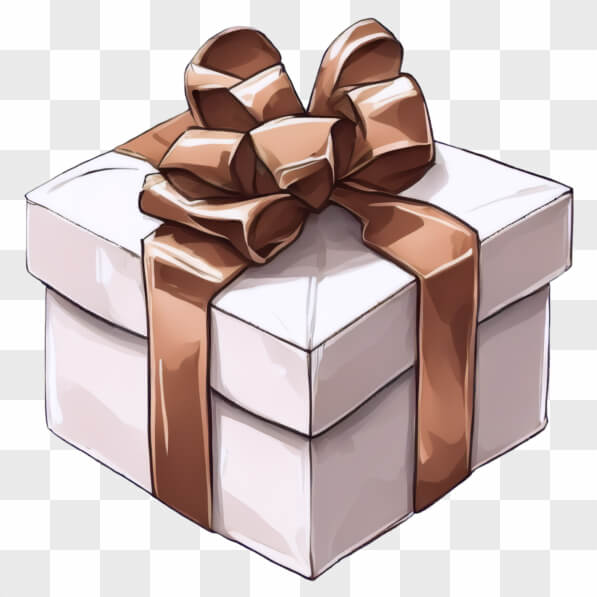 Download Elegant White Gift Box with Brown Ribbon Cartoons Online ...