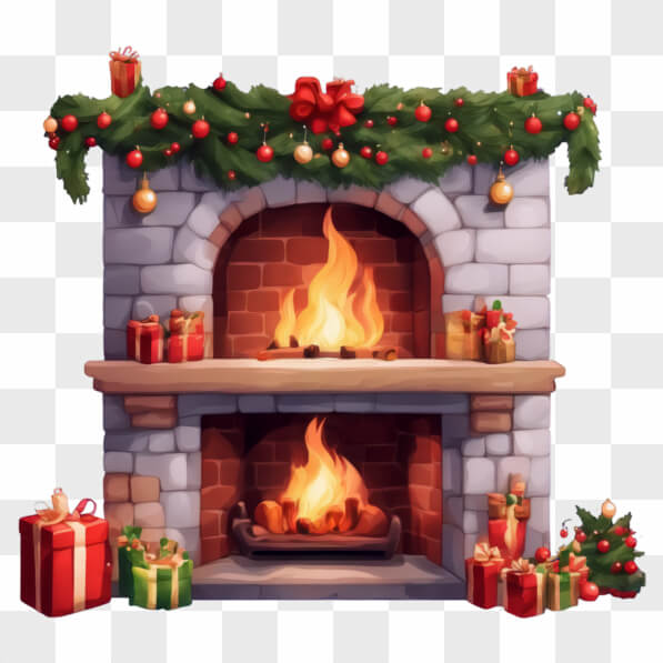 Download Feestelijk Versierde Open Haard voor de Feestdagen Cartoons ...