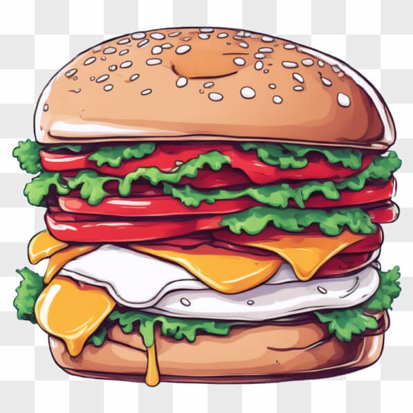 Download Colorful Cartoon Hamburger with Lettuce and Tomato Cartoons ...