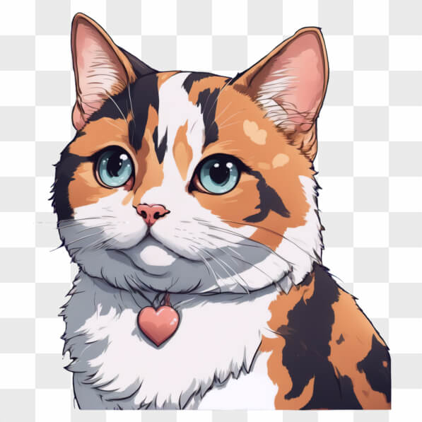 Download Cute Animated Calico Cat with Heart Collar Cartoons Online ...