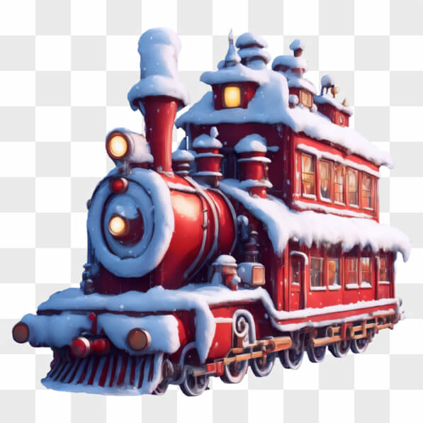 Download Whimsical Red Train in Winter Snow Cartoons Online - Creative ...