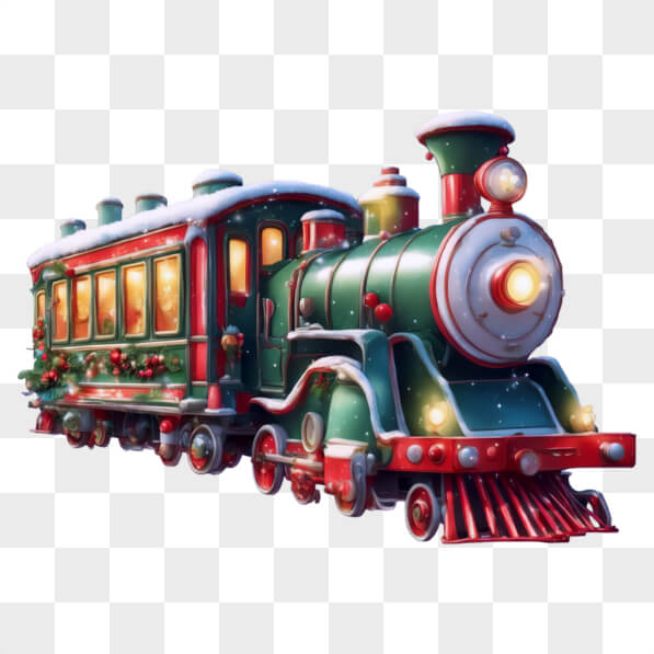 Download Festive Steam Train in Winter Cartoons Online - Creative Fabrica