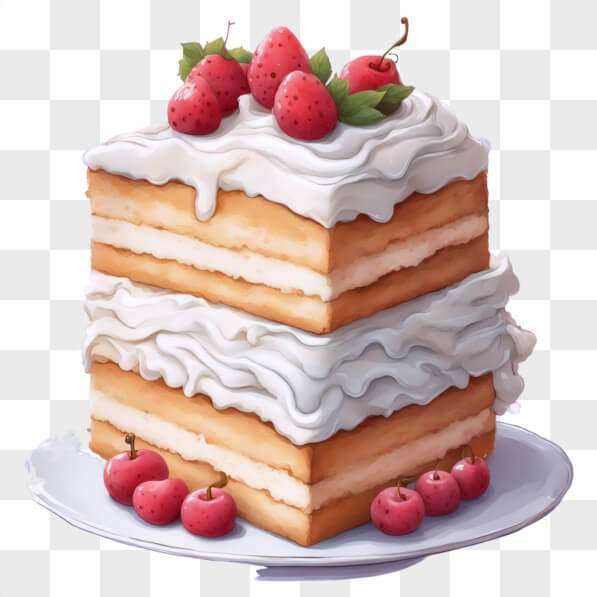 Download Delicious Layered Cake with Strawberries and Cherries Cartoons ...
