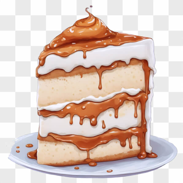 Download Delicious Layered Cake with Caramel Drizzle Cartoons Online ...