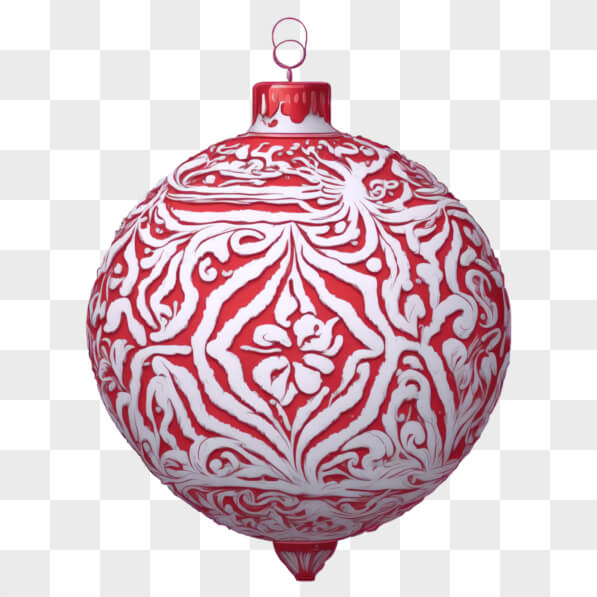 Download Ornamental Christmas Bauble with Red and White Design Cartoons ...