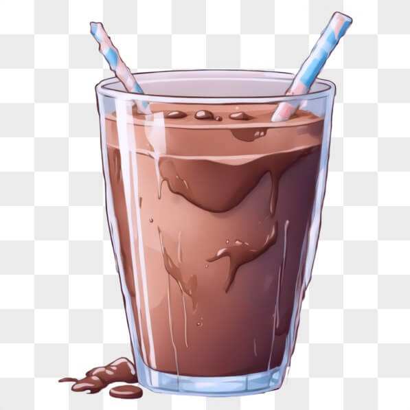 Download Chocolate Milkshake in a Glass with Straws Cartoons Online ...