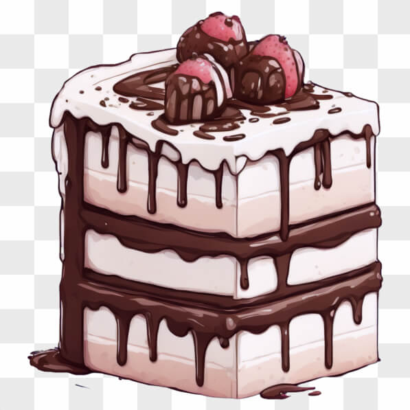 Download Delicious Layered Chocolate Cake with Strawberries Cartoons ...