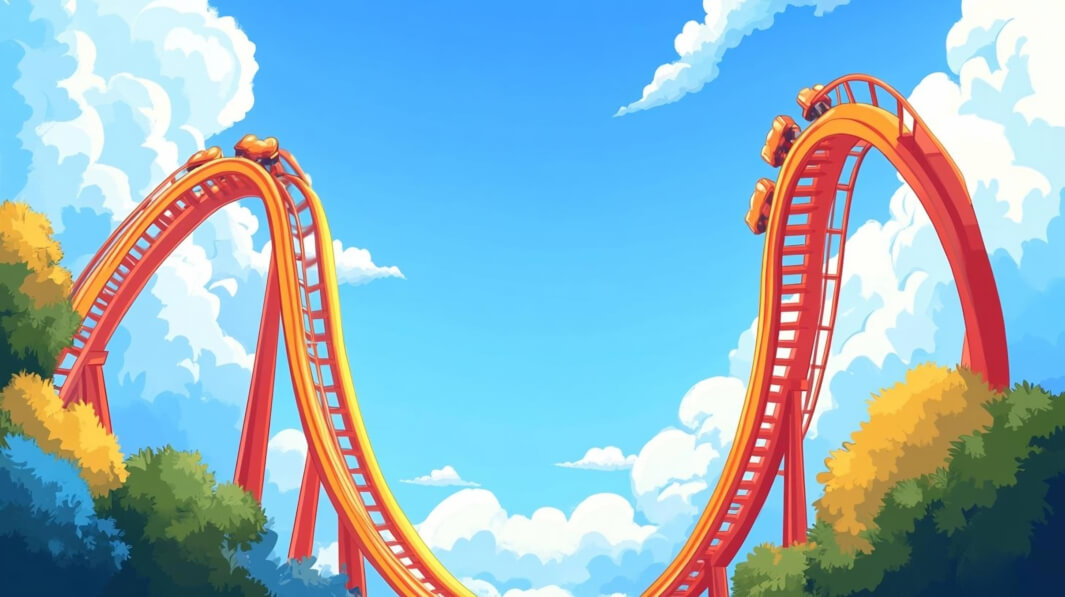 Download Exciting Roller Coaster against Blue Sky Backgrounds Online - Creative Fabrica