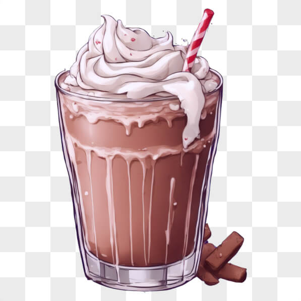 Download Chocolate Milkshake with Whipped Cream and Straw Cartoons ...