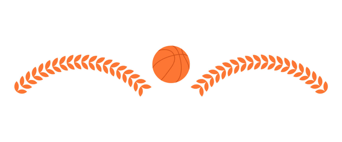 Download Stylized Basketball with Decorative Leaves Borders & Corners ...