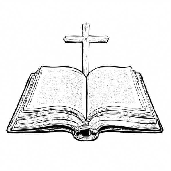 Télécharger Bible ouverte avec croix Pages de coloriage En Ligne ...