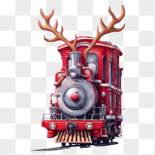 Download Festive Red Steam Locomotive with Reindeer Antlers Cartoons ...