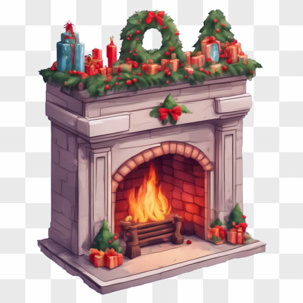 Download Feestelijk Versierde Open Haard voor de Feestdagen Cartoons ...