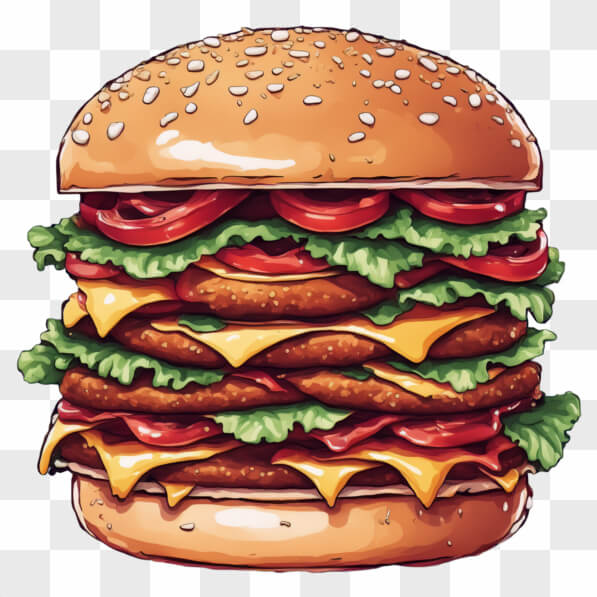 Download Delicious Stacked Hamburger Cartoons Online - Creative Fabrica