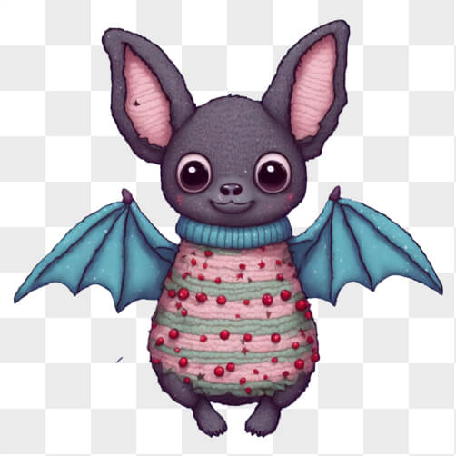 Download Cartoon Bat with Purple Eyes and Big Ears on Black Background ...