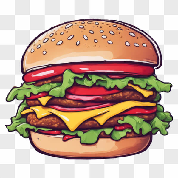 Download Cartoon Burger with Layers of Toppings Cartoons Online ...