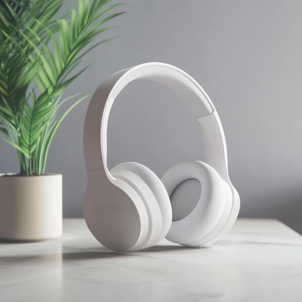 Download Minimalist White Headphones with Green Plant Mockups Online ...