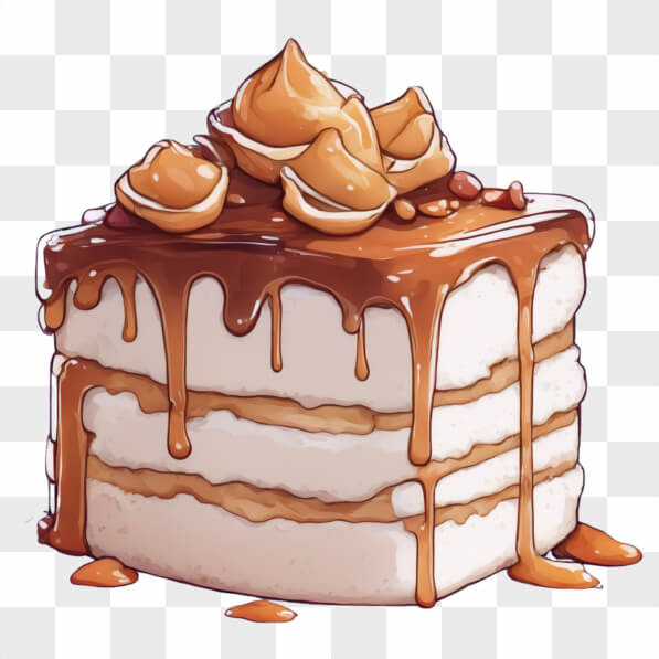 Download Decadent Caramel Cake Slice Cartoons Online - Creative Fabrica