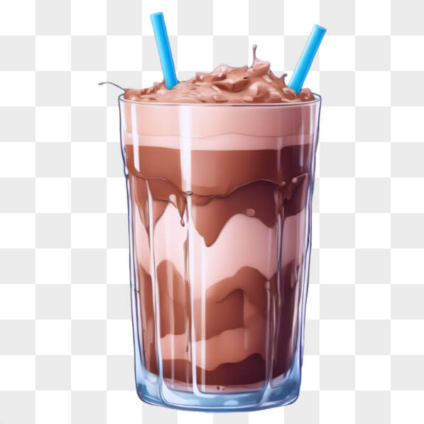 Download Chocolate Milkshake with Whipped Cream and Straws Cartoons ...
