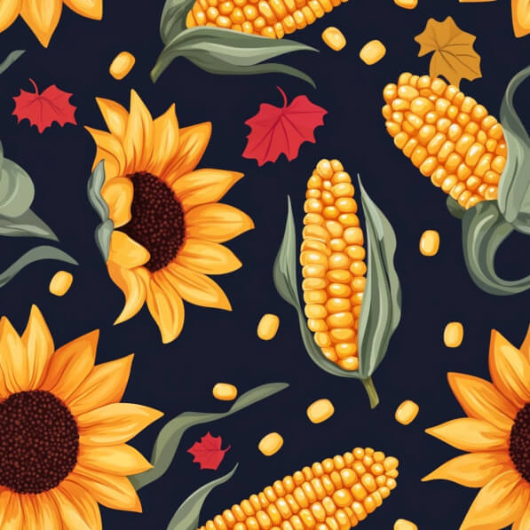 Download Autumn Harvest Pattern with Sunflowers and Corn Patterns ...