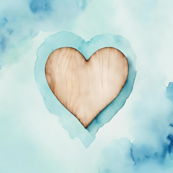 Download Wooden Heart Cutout with Watercolor Background Backgrounds ...