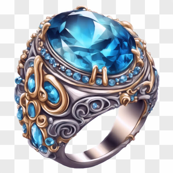 Download Ornate Blue Gemstone Ring Cartoons Online - Creative Fabrica