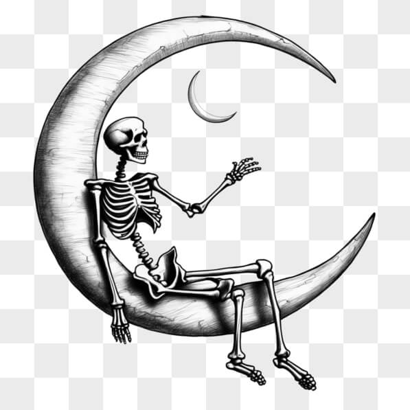 Download Skeleton Sitting on Crescent Moon Sketches Online - Creative ...