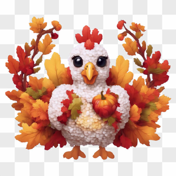 Download Whimsical Autumn Chicken with Leaves and Pumpkin Cartoons ...