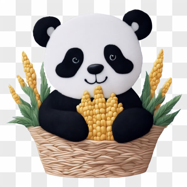 Download Playful Panda with Golden Corn Cartoons Online - Creative Fabrica