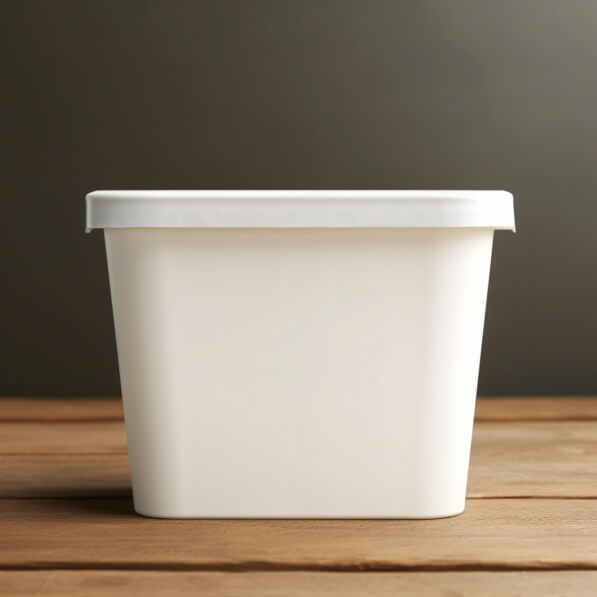 Download Plain White Plastic Container on Wooden Surface Mockups Online ...