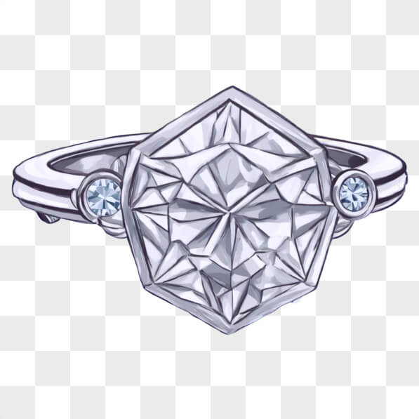 Download Elegant Hexagonal Ring with Diamond Accents Cartoons Online ...