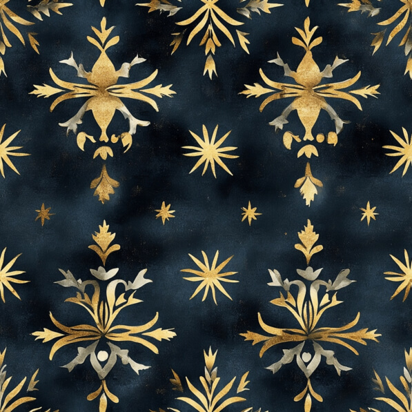 Download Elegant Gold and Silver Pattern on Dark Blue Background ...