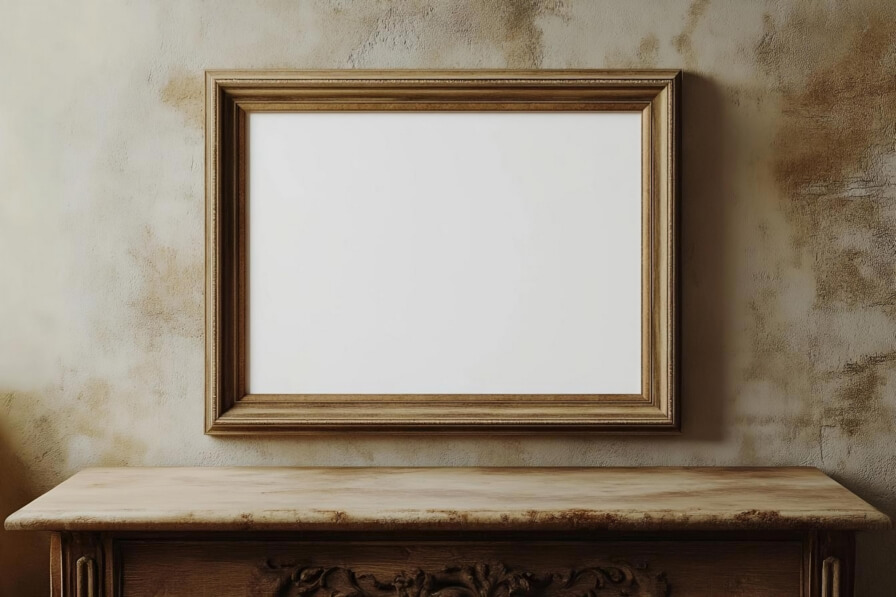 Download Classic Wooden Frame on Textured Wall Mockups Online ...