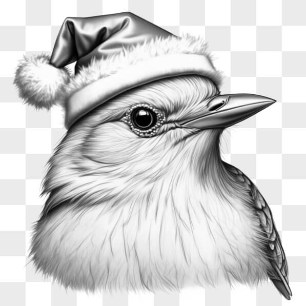 Descarga Pájaro festivo con gorro de Santa Bocetos En Línea - Creative ...