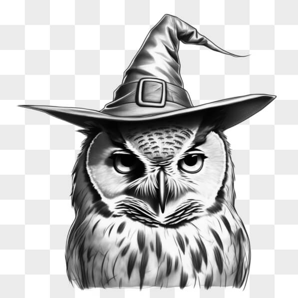 Descarga Búho en un sombrero de bruja Bocetos En Línea - Creative Fabrica