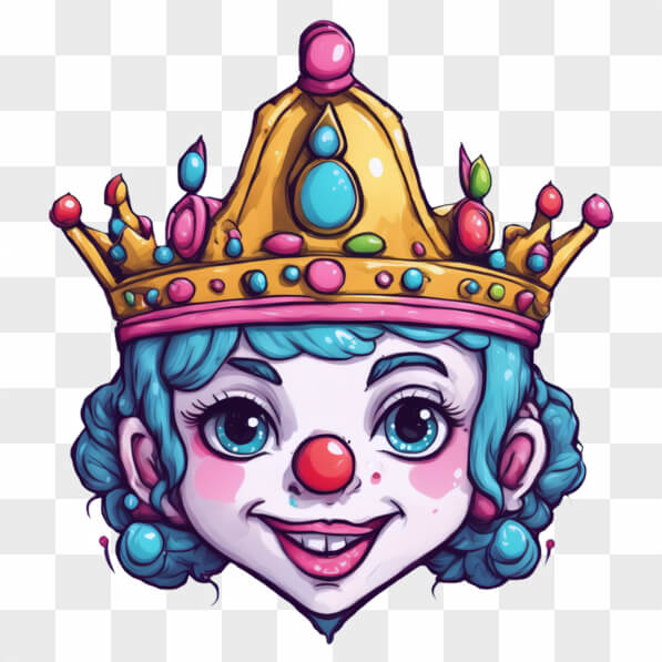 Download Whimsical Clown Girl with Crown Cartoons Online - Creative Fabrica