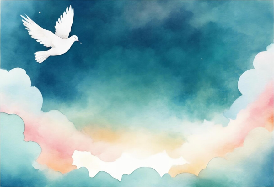 Download White Dove Flying in Watercolor Sky Backgrounds Online ...
