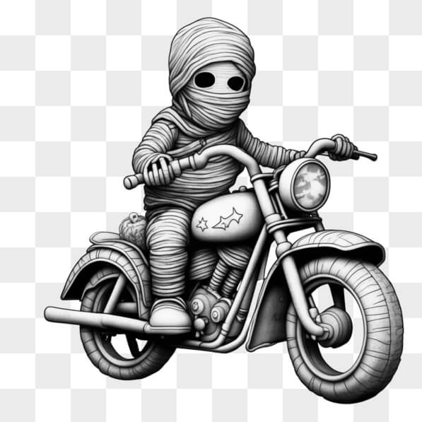 Download Mummy Character Riding Motorcycle Sketches Online - Creative ...