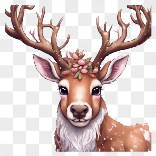Download Cute Animated Deer with Floral Crown Cartoons Online ...