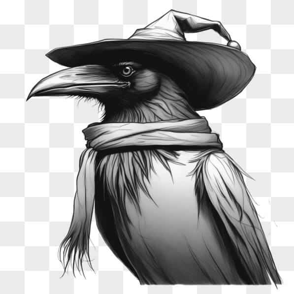 Descarga Cuervo caprichoso con sombrero y bufanda Bocetos En Línea ...