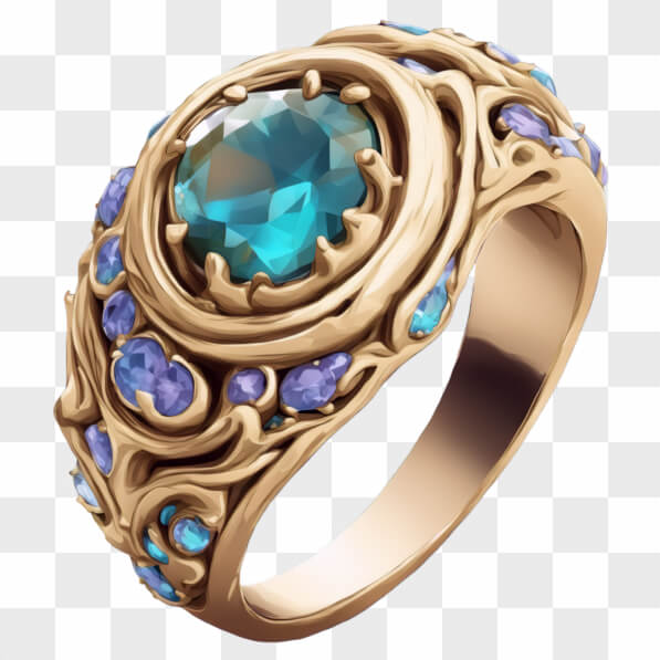 Download Ornate Golden Ring with Turquoise and Purple Gems Cartoons ...