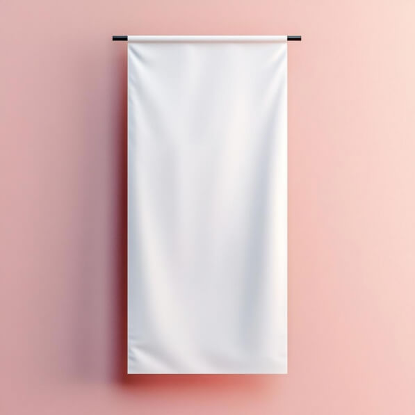 Baixe Banner Branco em Branco na Parede Rosa Mockups - Creative Fabrica