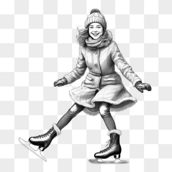 Descarga Chica Patinando sobre Hielo Alegre Bocetos En Línea - Creative ...