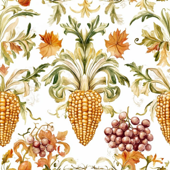 Download Autumn Harvest Pattern with Corn and Grapes Patterns Online ...