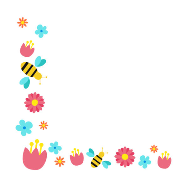 Download Colorful Spring Border with Bees and Flowers Borders & Corners ...