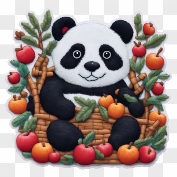 Download Playful Panda with Fruits Cartoons Online - Creative Fabrica