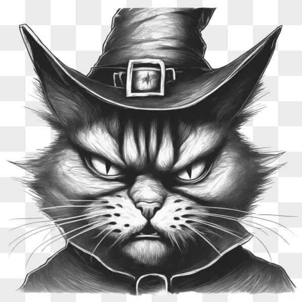 Descarga Gato Ilustrado con Sombrero de Bruja Bocetos En Línea ...