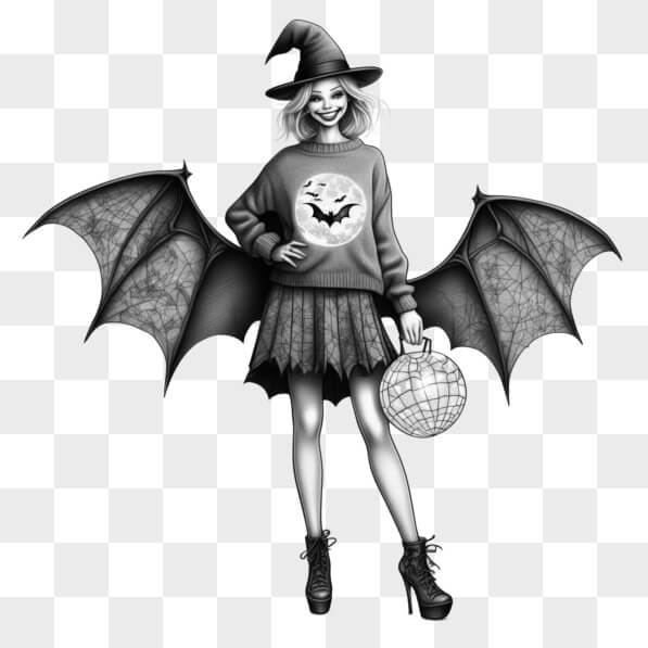 Download Whimsical Halloween Character with Bat Wings Sketches Online ...